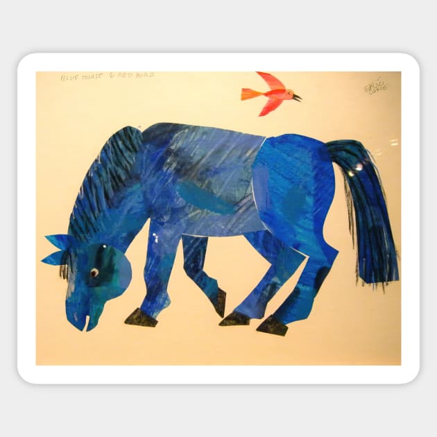 eric carle blue horse - Caterpillar - Sticker | TeePublic
