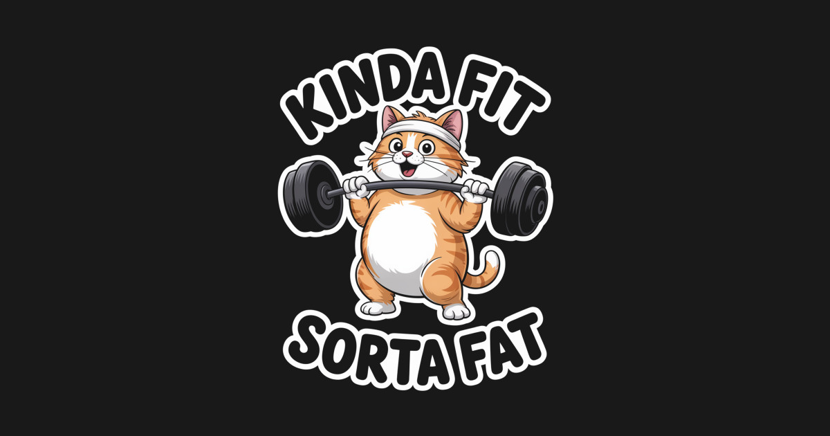 Kinda Fit Sorta Fat Gym Cat - Gym - T-Shirt | TeePublic