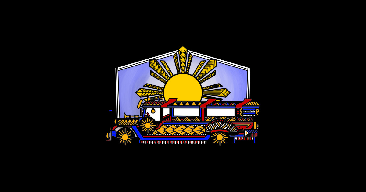 Tribal Passenger Jeepney with Sun and Sky - Passenger Jeepney - Sticker ...