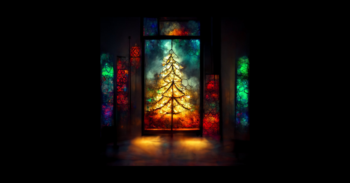 Holidays Christmas Tree Stained Glass - Christmas Tree - Sticker ...