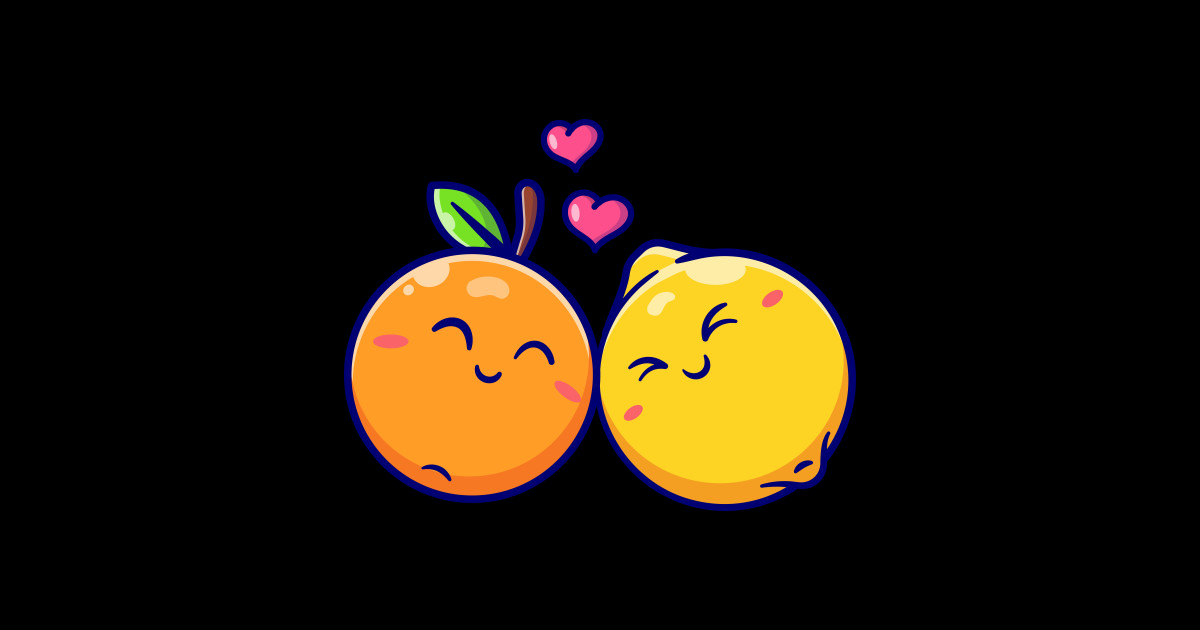 Cute Orange And Lemon Couple Fruit Cartoon - Cute Orange And Lemon ...
