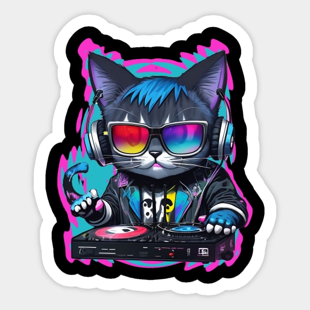 Rave DJ Kitty - Party Beast - Rave Dj Kitty - Sticker | TeePublic