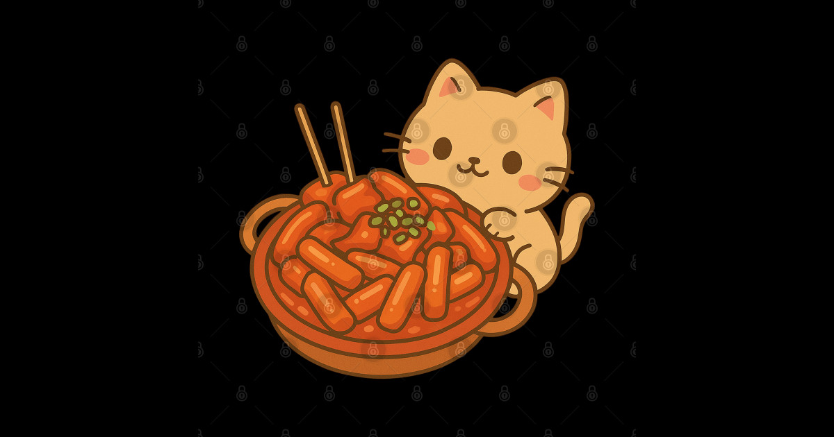 Cute Tteobokki Cat - Tteokbokki - Posters and Art Prints | TeePublic