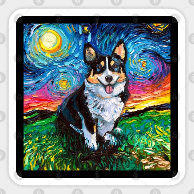 Tri Color Corgi Night - Corgi - Sticker | TeePublic