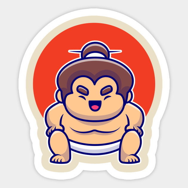 Male Sumo Wrestler Cartoon - Male Sumo Wrestler Cartoon - Sticker ...