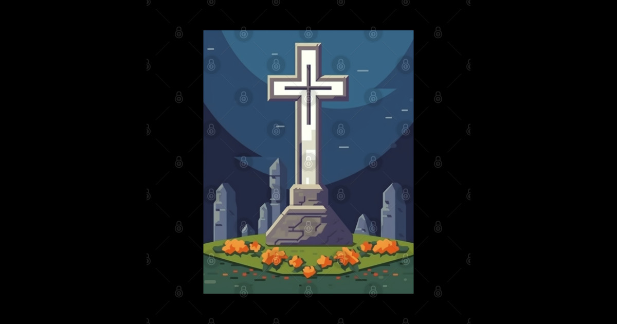 Christian Cross Pixel Art - Christian Gamer - T-Shirt | TeePublic