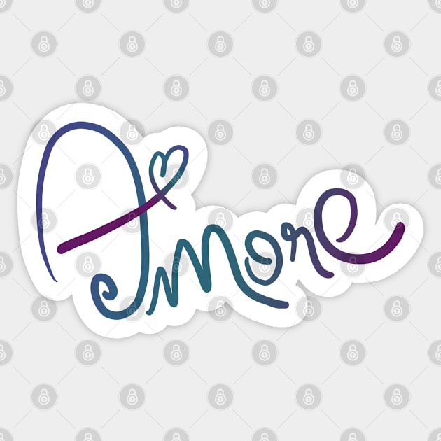amore lettering design - Love Lettering Design - Sticker | TeePublic
