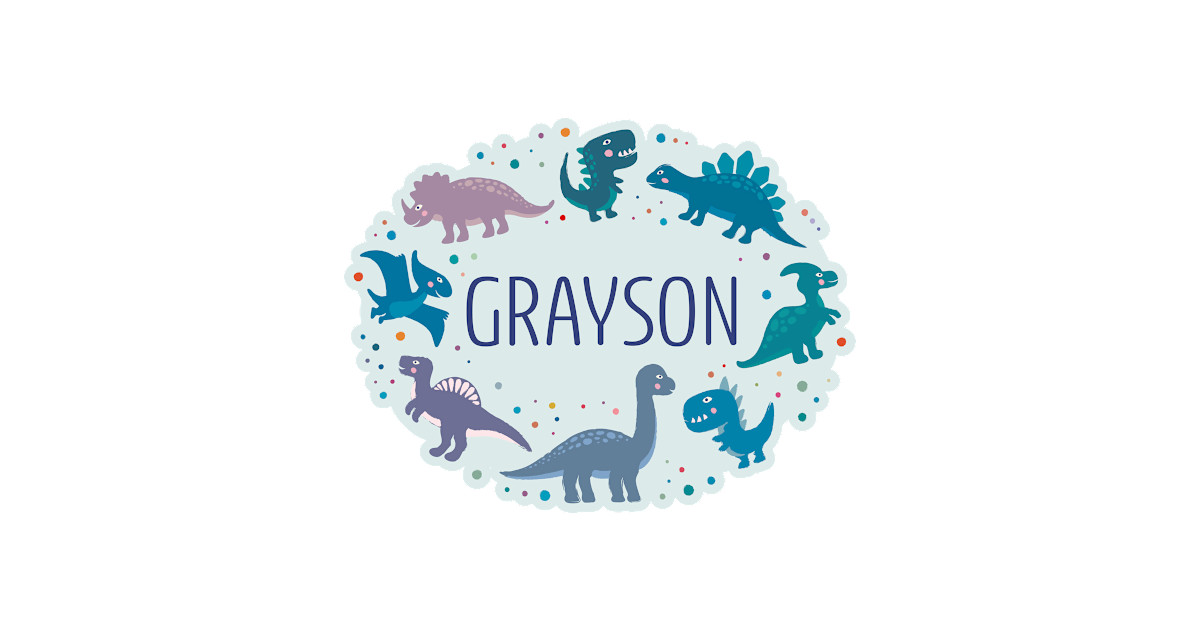 Grayson name surrounded by dinosaurs - Grayson - T-Shirt | TeePublic