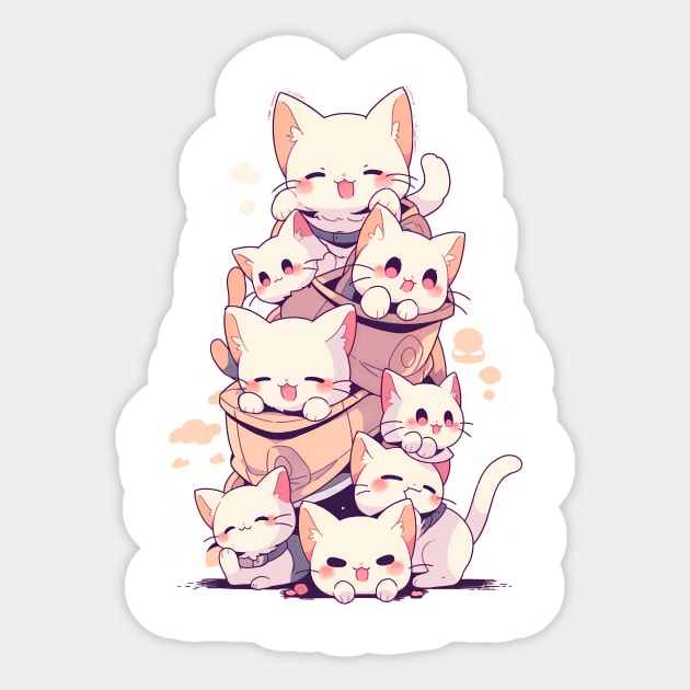 Waterproof Stickers 50 Cute Cat Stickers - Waterproof Kawaii Kitten ...