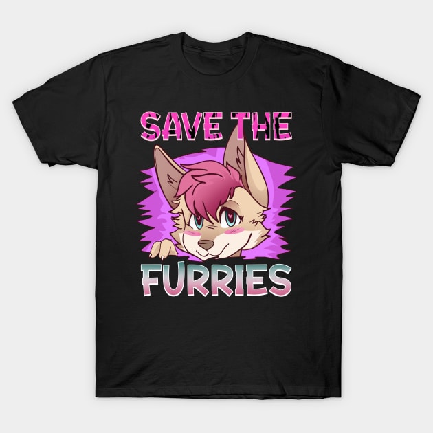 Save the Furries I Furry Fandom Anime Cosplay - Chibi - T-Shirt | TeePublic