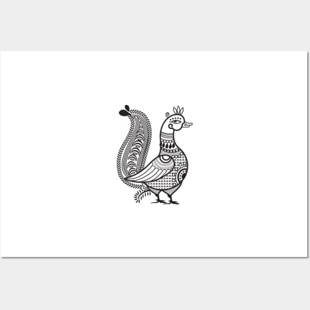 Ethnic Art Indian Duck Illustration B&W - Ethnic Art - Posters and Art ...