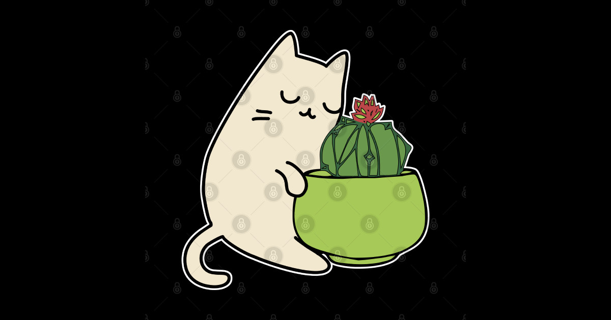 Dwarf chin Cacti hugging Cat Gardener - Hugging - Pin | TeePublic
