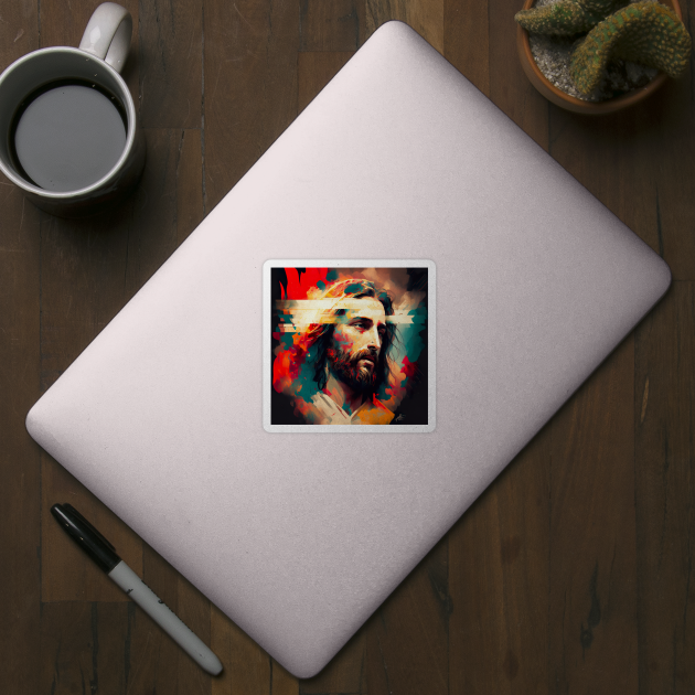 Dramatic Jesus Christ Portrait Illustration - Jesus Christ - Sticker ...