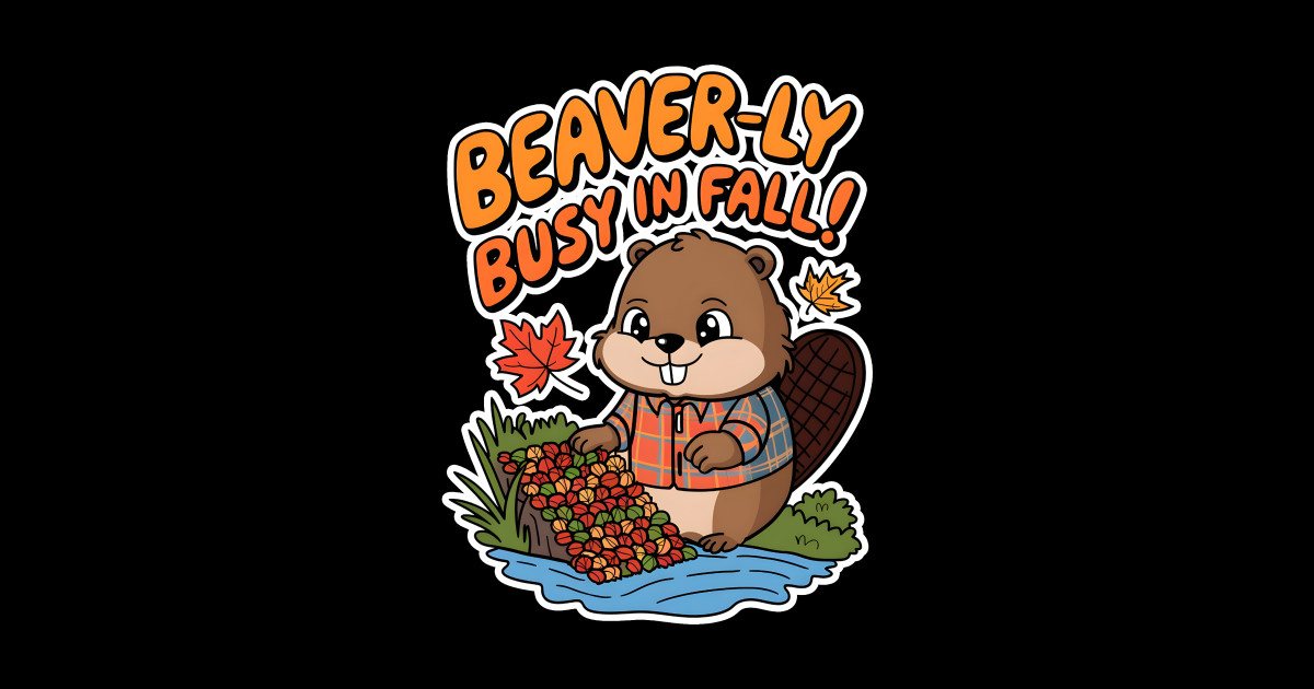 Kawaii Beaver Building with Leaves - Kawaii Beaver - Magnet | TeePublic
