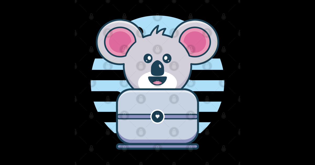 Cute Koala Character Playing Personal Computer - Cute Animals - Sticker ...