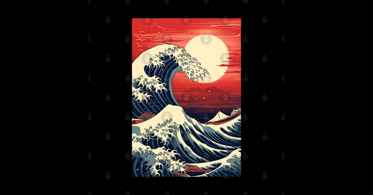 The Asian Wave - Great Wave Off Kanagawa - Sticker | TeePublic