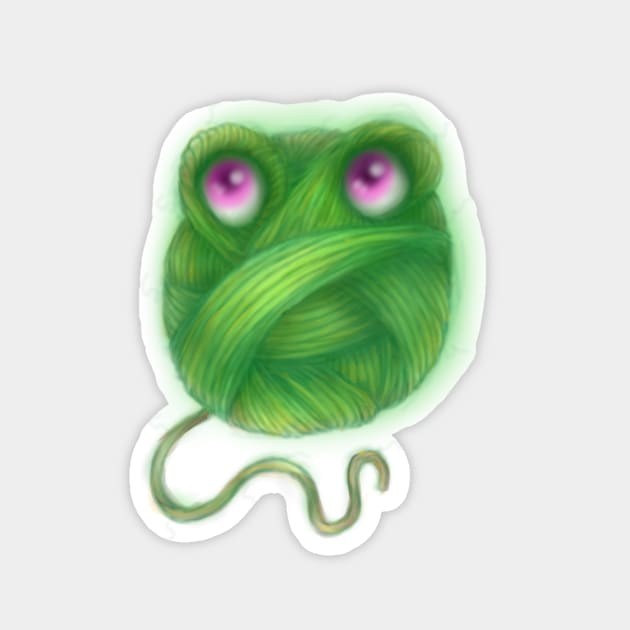 Green Chibi Frog Yarn - Green Chibi Frog Yarn - Magnet | TeePublic
