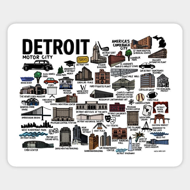 Detroit Map - Detroit - Sticker | TeePublic