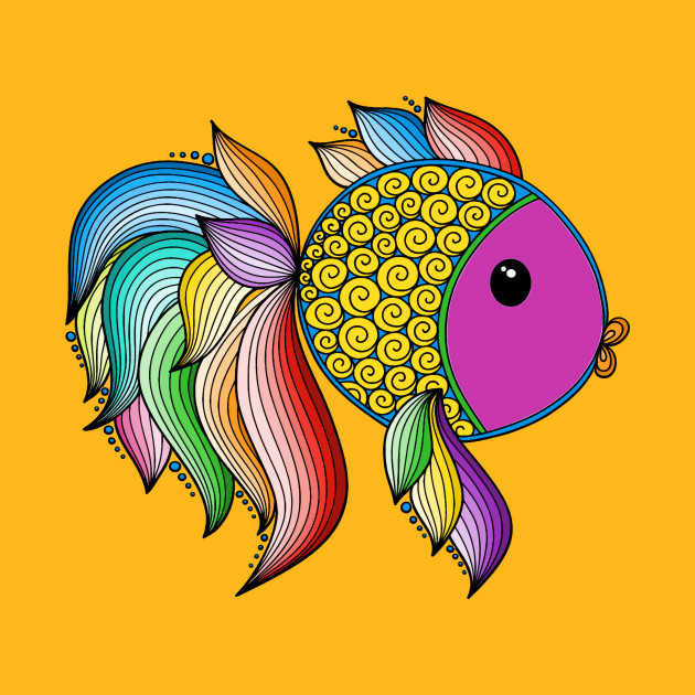 Colorful Rainbow Fish - Cute Animals - T-Shirt | TeePublic