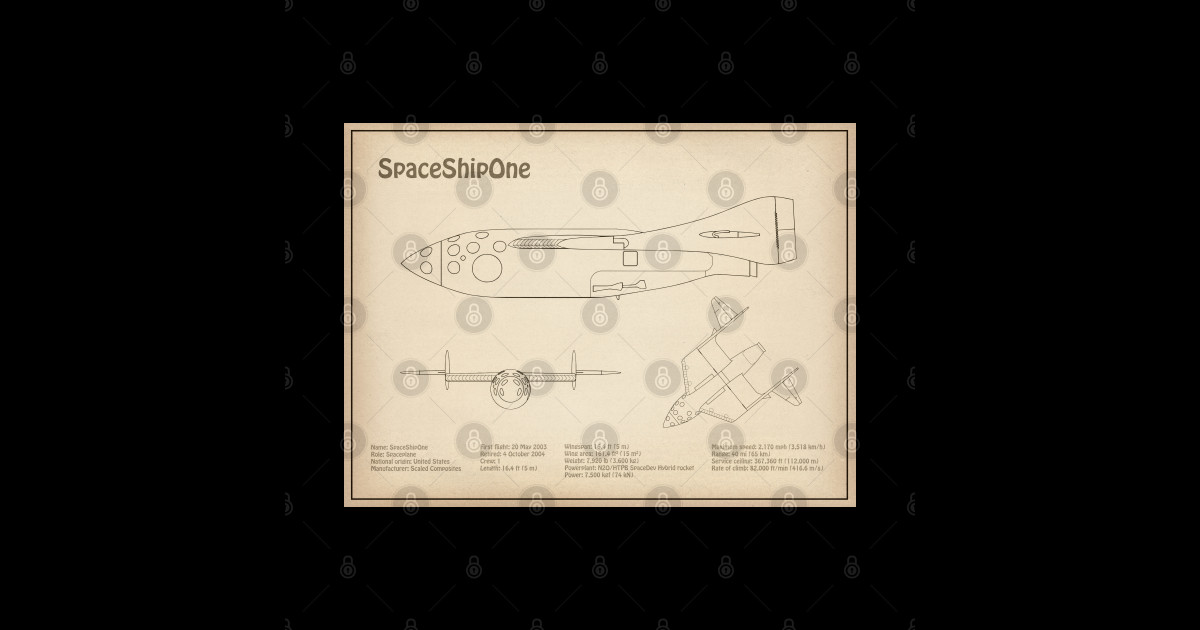 SpaceShipOne Spaceplane - Airplane Blueprint - SD - Spaceshipone ...
