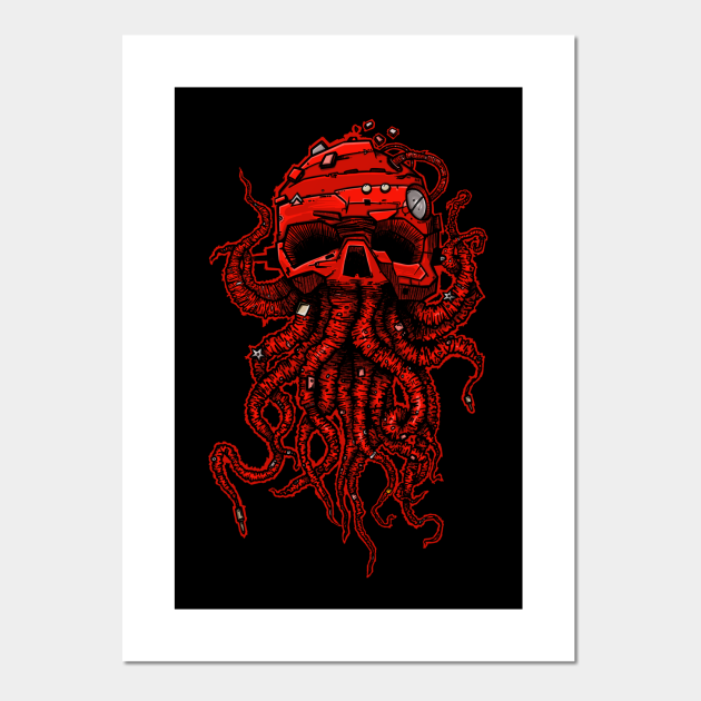 red skull kraken - Skull - Posters and Art Prints | TeePublic