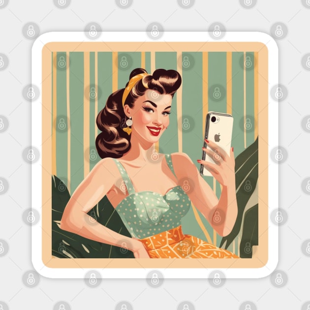 Retro Selfie Vintage Vixen Art Pin Up Girl Pin Up Girl Magnet