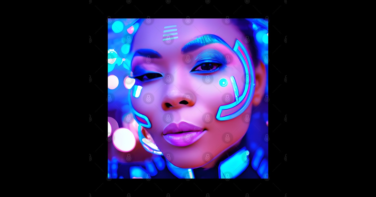 Enhanced Cyberpunk Woman - Cyberpunk - Sticker | TeePublic