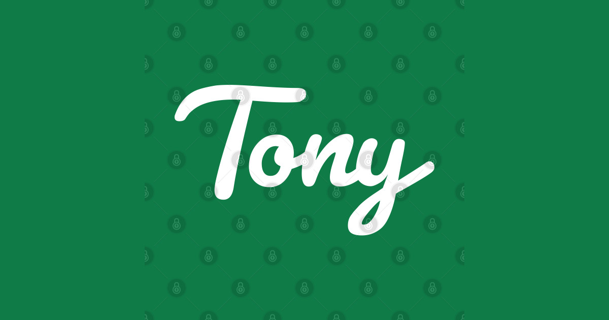 Tony Cursive Script Typography White Text - Tony - T-Shirt | TeePublic