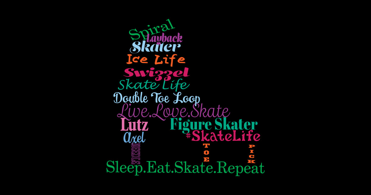 Colorful Figure Skate Words Design - Colorful Figure Skate Words ...