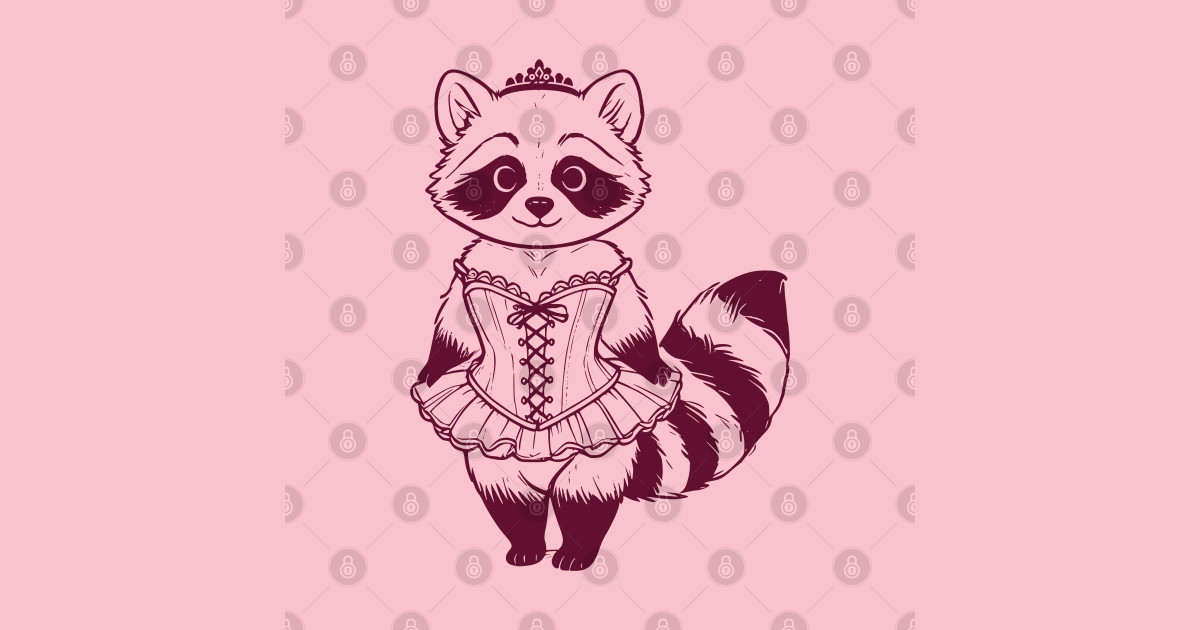Cute Coquette Rococo Raccoon in Frilly Corset with Tiara - Coquette - T ...