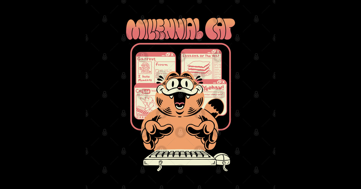 Millennial Cat - Garfield - Sticker | TeePublic