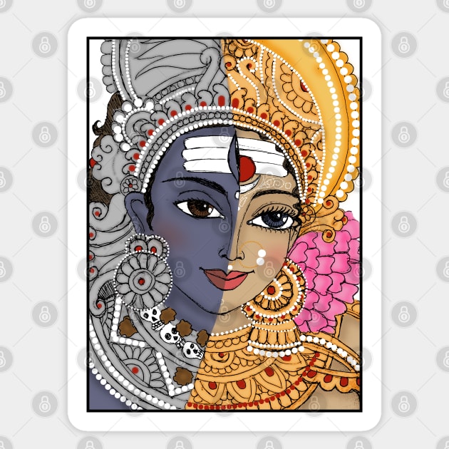 Sketch Face : SHIV SHAKTI / Cosmic Energy - Shiva - Sticker | TeePublic