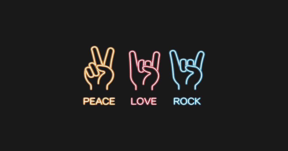 Peace love Rock Hand Symbol - Peace Love Rock Hand Symbol - T-Shirt ...