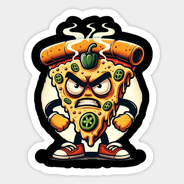 Funny Spicy Angry Pizza Slice - Pizza - Sticker | TeePublic