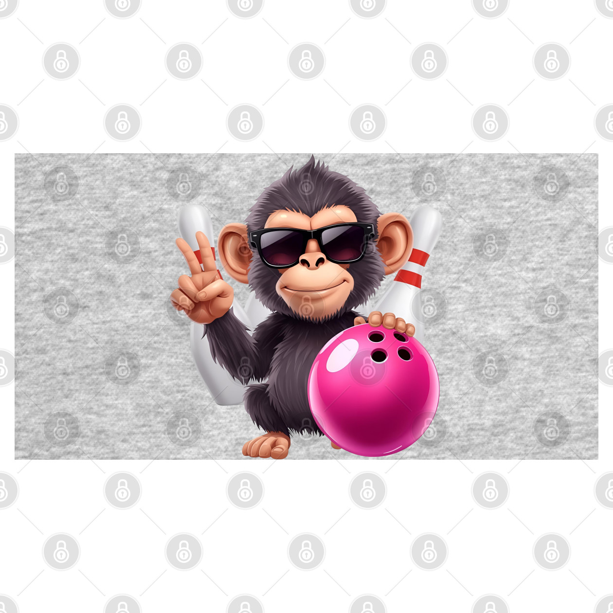 Cool Monkey Bowling Cartoon Cute Pink Ball Design - Monkey Bowling - T ...