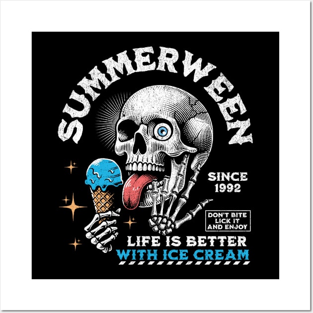 Summerween Skeleton Ice Cream Cone Kids Summer Vacation Funny ...