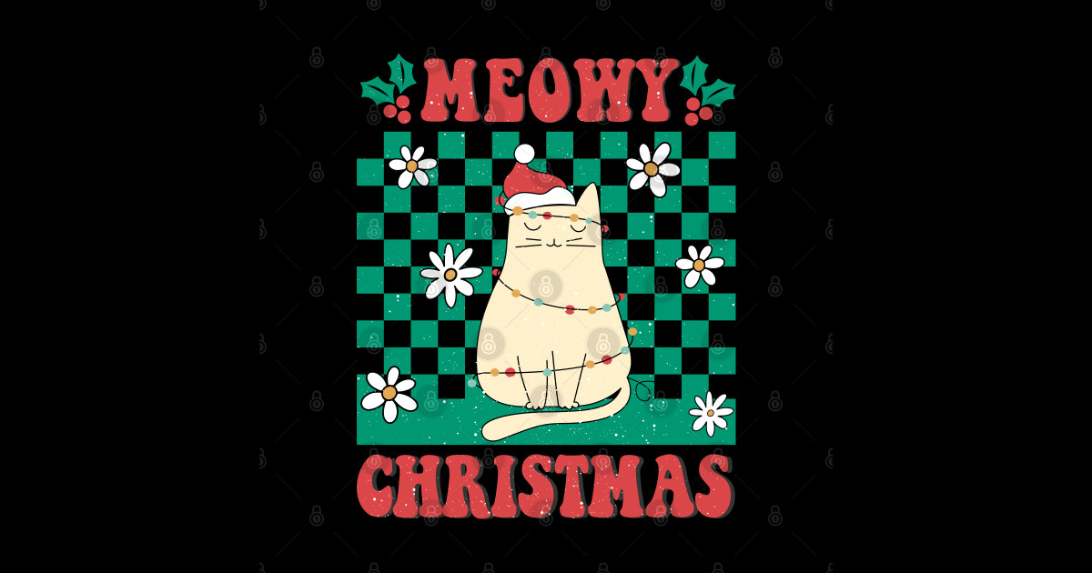 Meowy Christmas - Meowy Christmas - Sticker | TeePublic