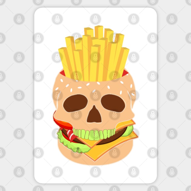 Cheeseburger Skull and Fries - Burger - Sticker | TeePublic