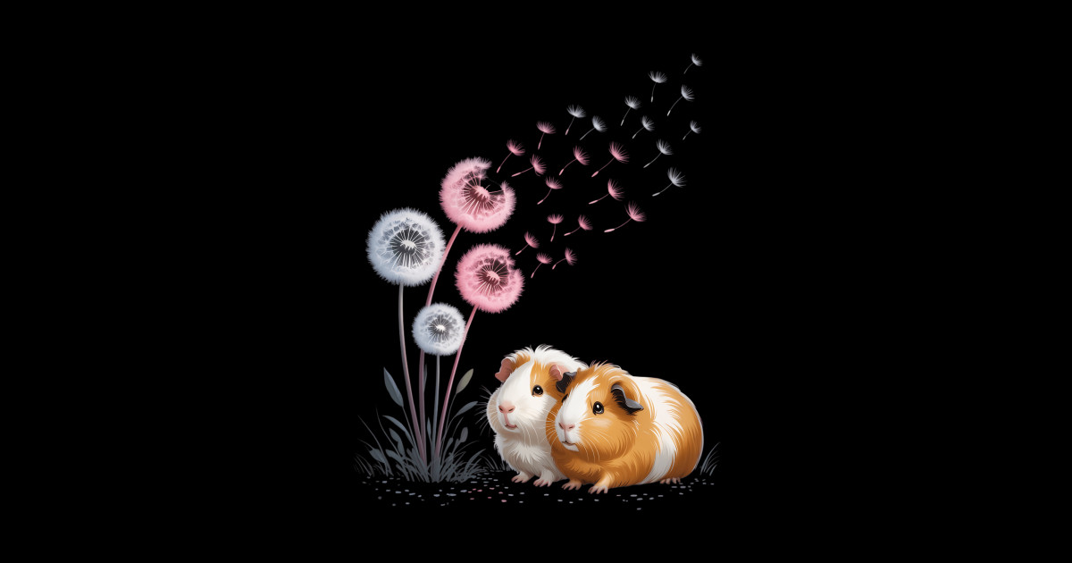 Dandelion Guinea Pig Cute Guinea Pig Floral Dandelion Spread ...