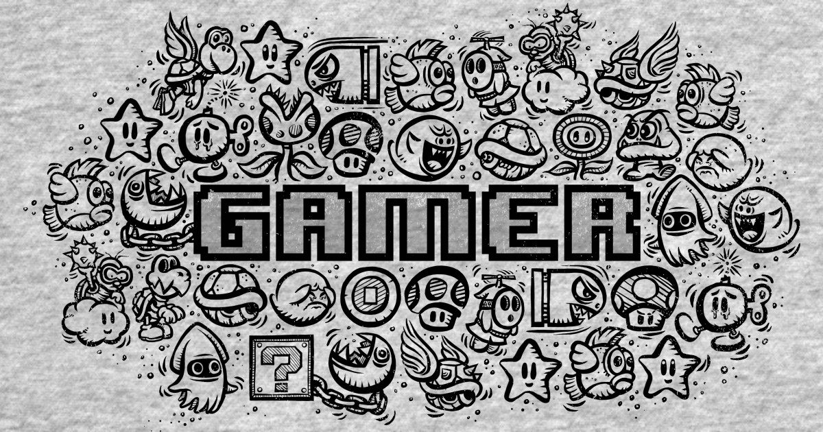 Gamer Doodle - Video Games - T-Shirt | TeePublic