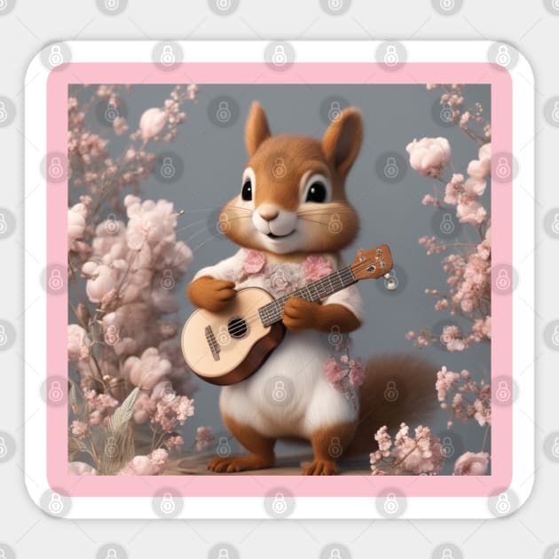 Aesthetic Cottagecore Floral Cute Squirrel Playing Banjo - Aesthetic ...