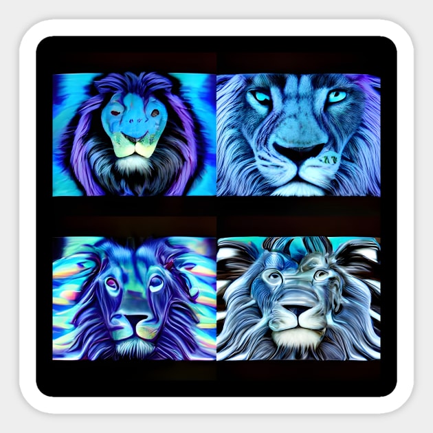 FOUR BLUE LIONS - Lions Head - Sticker | TeePublic