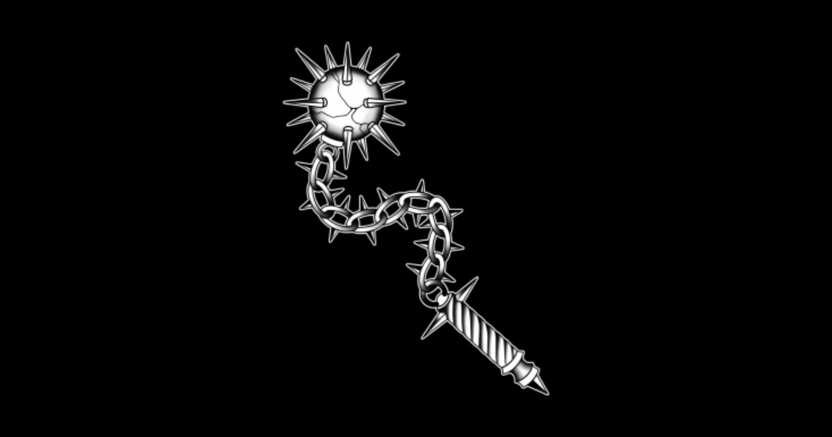 Medieval Flail Weapon Traditional Blackwork Flash - Medieval Flail ...