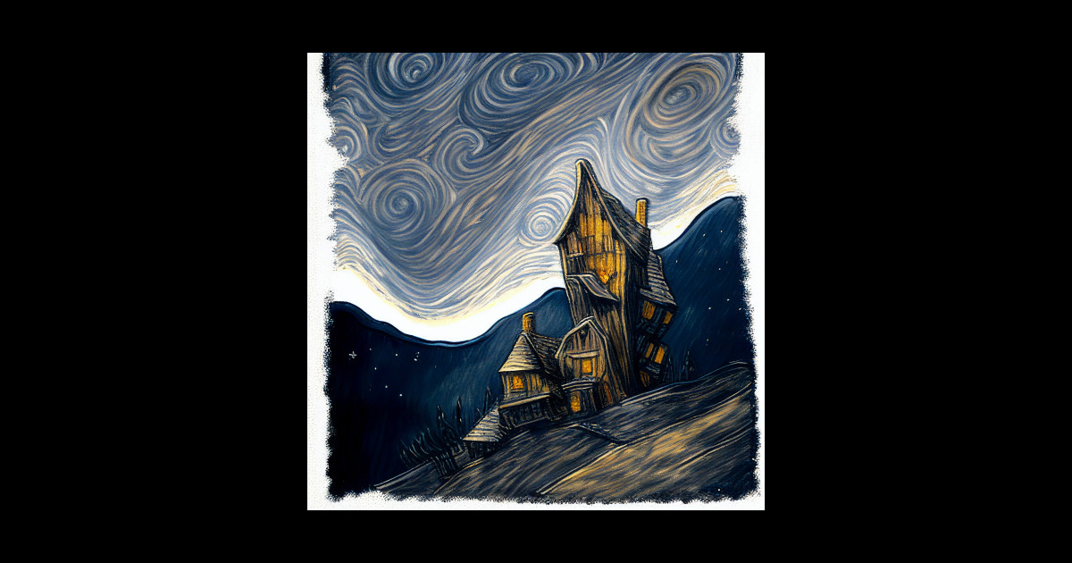 Starry Night Above The Shrieking Shack - Hogsmeade - Sticker | TeePublic