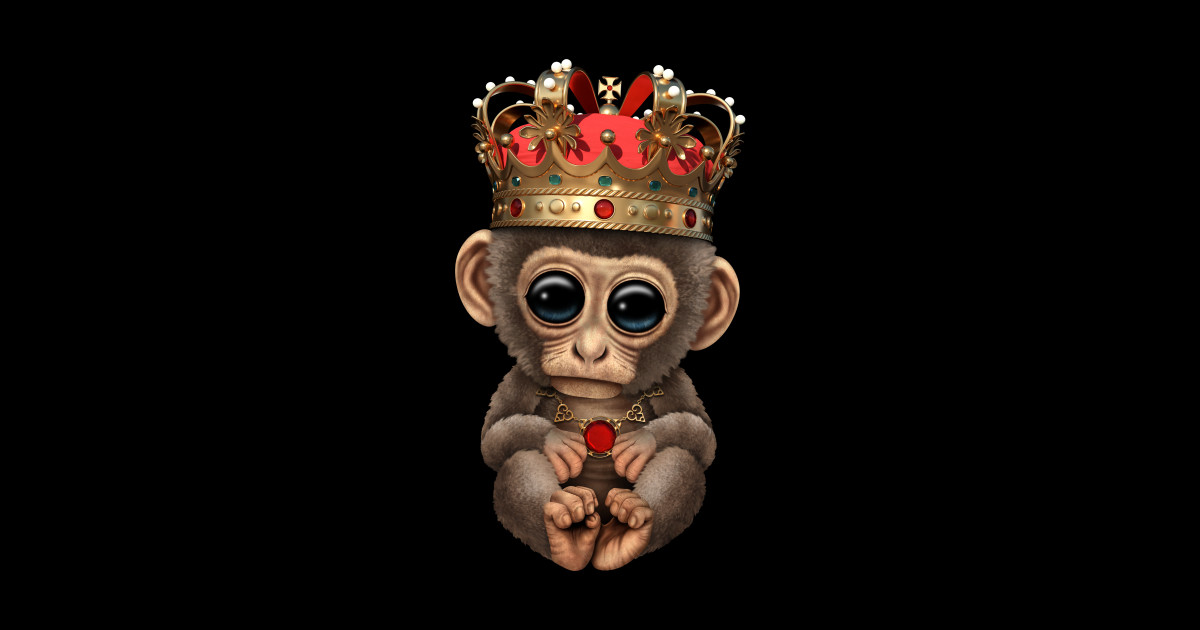 Cute Royal Monkey Wearing Crown - Monkey - Sticker | TeePublic