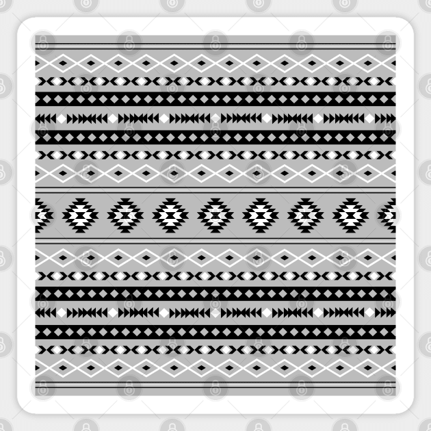 Aztec Black White Grey Mixed Motifs Pattern - Aztecs - Sticker | TeePublic