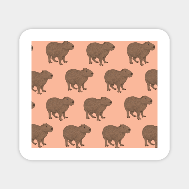 Capybara on Peach - Capybara - Magnet | TeePublic