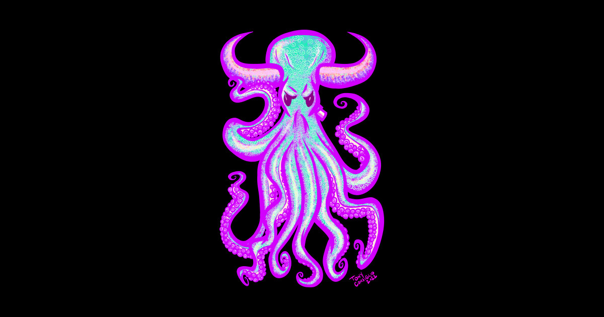 Neon Fallen Angel Octopus - Octopus - Sticker | TeePublic
