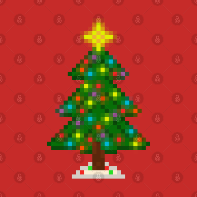 Pixel Christmas Tree with Glowing Lights (Red) - Christmastree - T ...