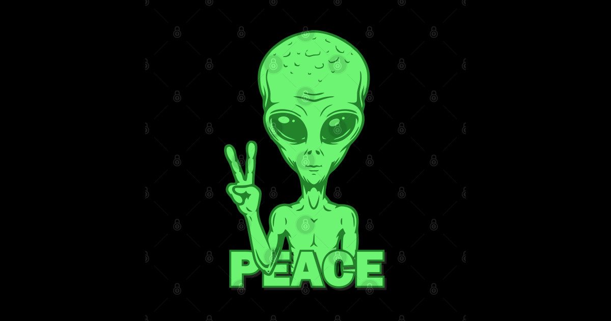 alien peace - Peace - Sticker | TeePublic